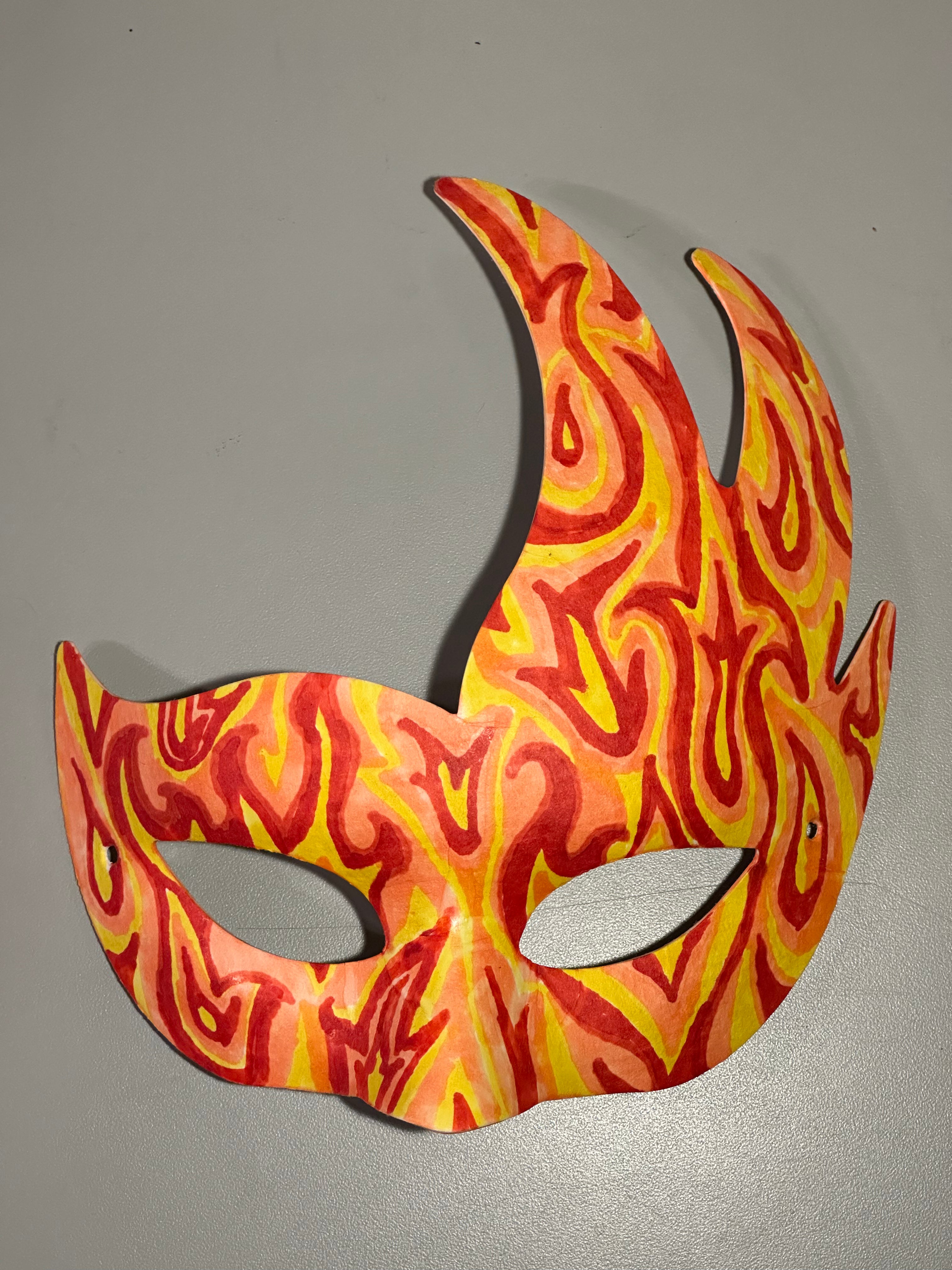 Flame Persona Masquerade Mask – Hand-Illustrated Artisan Mask – Fox ...